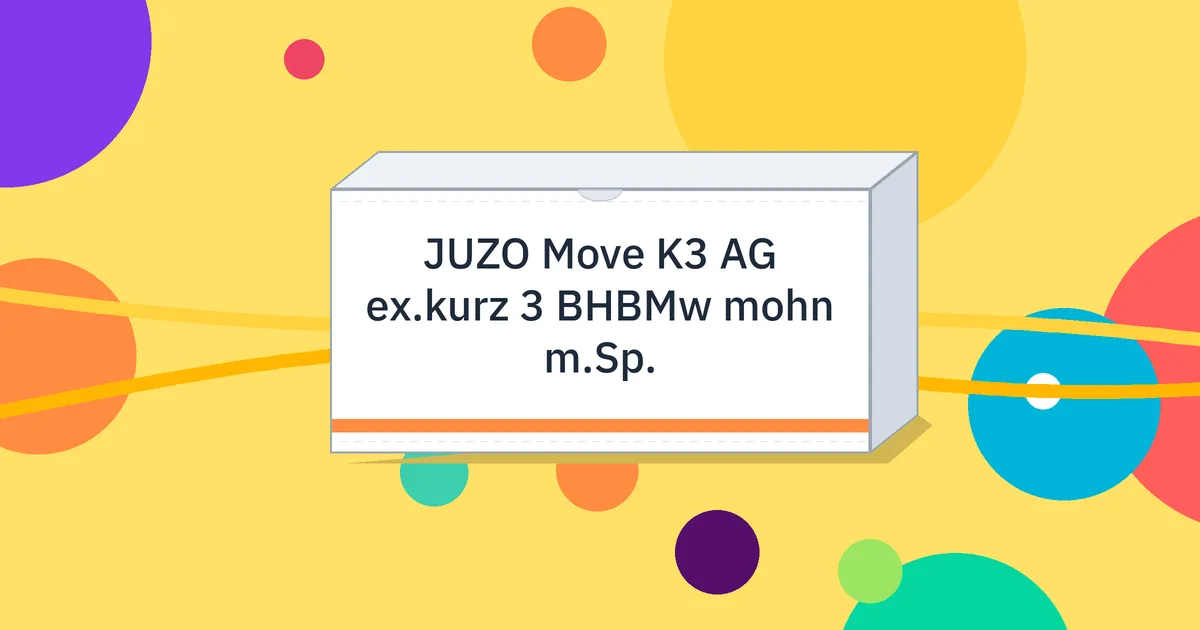 Symbolbild: Packung mit der Aufschrift JUZO Move K3 AG ex.kurz 3 BHBMw mohn m.Sp. (PZN 18596105) – Verfügbarkeit und Bezug in Apotheken in Frankfurt am Main