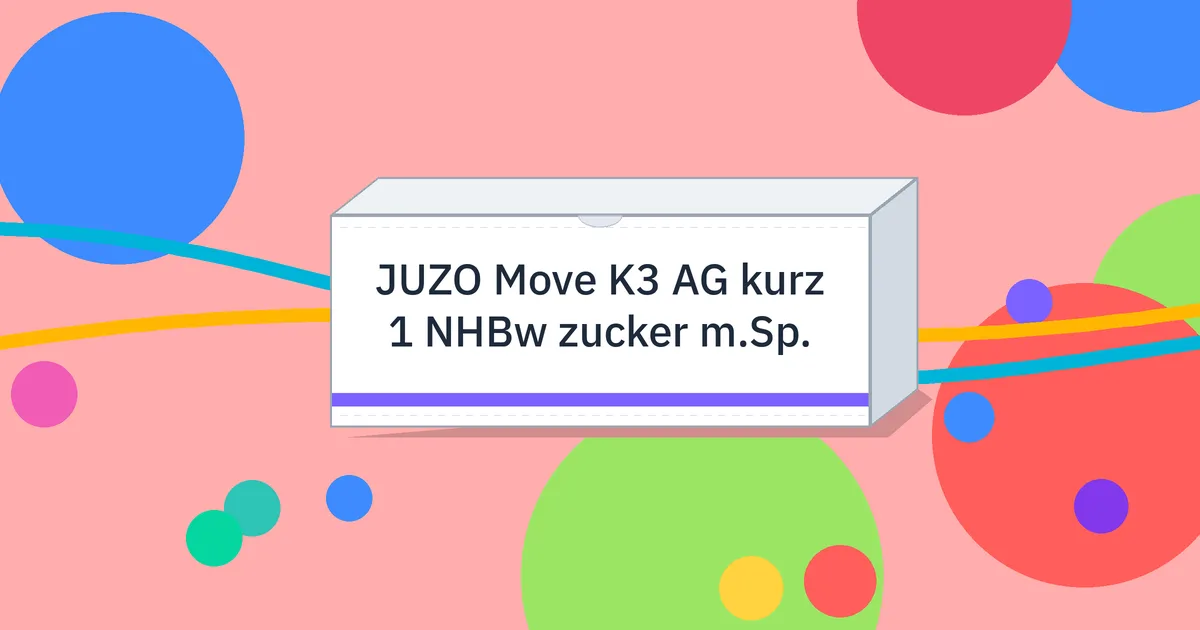 Symbolbild: Packung mit der Aufschrift JUZO Move K3 AG kurz 1 NHBw zucker m.Sp. (PZN 18578366) – Verfügbarkeit und Bezug in Apotheken in Frankfurt am Main