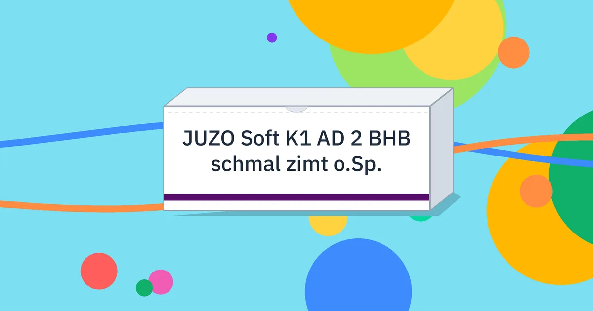 Symbolbild: Packung mit der Aufschrift JUZO Soft K1 AD 2 BHB schmal zimt o.Sp. (PZN 15462887) – Verfügbarkeit und Bezug in Apotheken in Frankfurt am Main