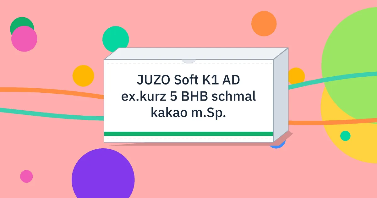 Symbolbild: Packung mit der Aufschrift JUZO Soft K1 AD ex.kurz 5 BHB schmal kakao m.Sp. (PZN 15462723) – Verfügbarkeit und Bezug in Apotheken in Frankfurt am Main