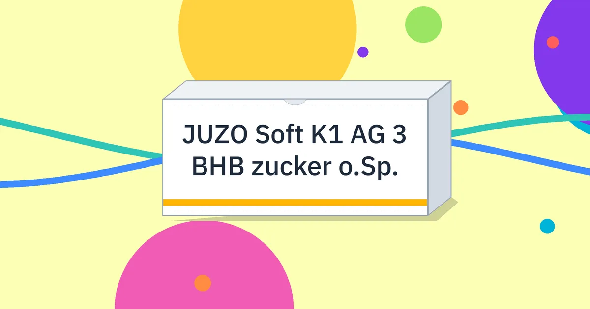 Symbolbild: Packung mit der Aufschrift JUZO Soft K1 AG 3 BHB zucker o.Sp. (PZN 14821278) – Verfügbarkeit und Bezug in Apotheken in Frankfurt am Main