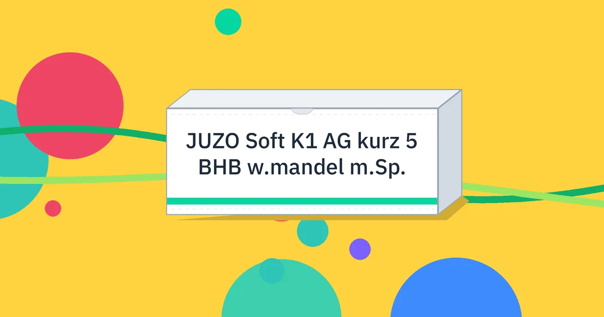 Symbolbild: Packung mit der Aufschrift JUZO Soft K1 AG kurz 5 BHB w.mandel m.Sp. (PZN 14838304) – Verfügbarkeit und Bezug in Apotheken in Frankfurt am Main