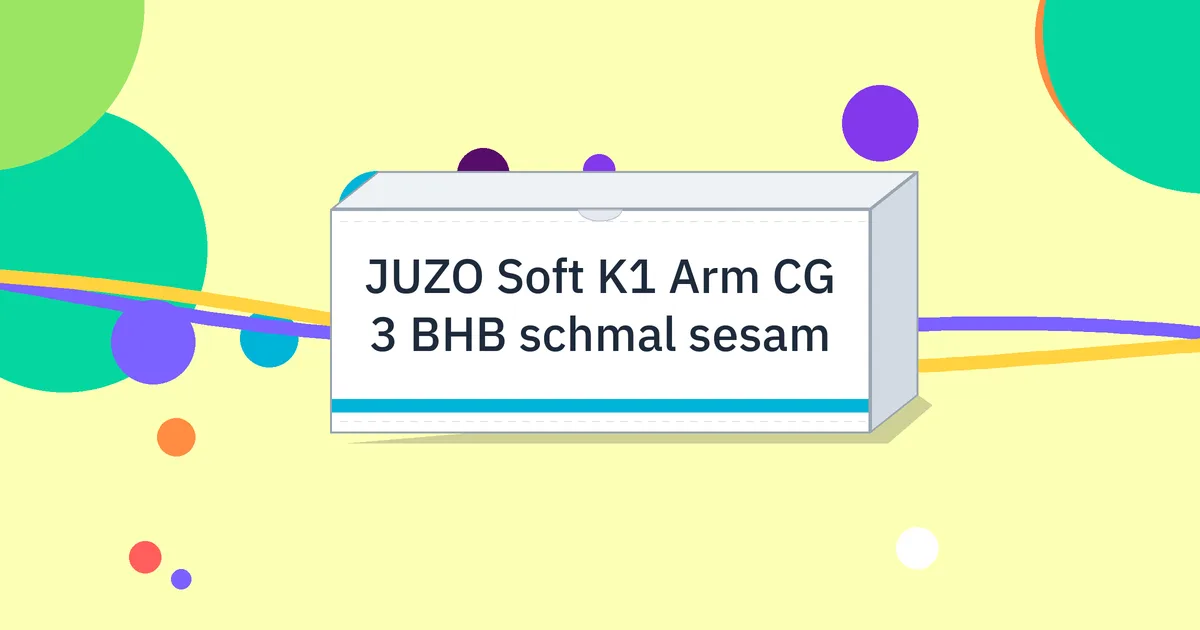 Symbolbild: Packung mit der Aufschrift JUZO Soft K1 Arm CG 3 BHB schmal sesam (PZN 15507644) – Verfügbarkeit und Bezug in Apotheken in Frankfurt am Main