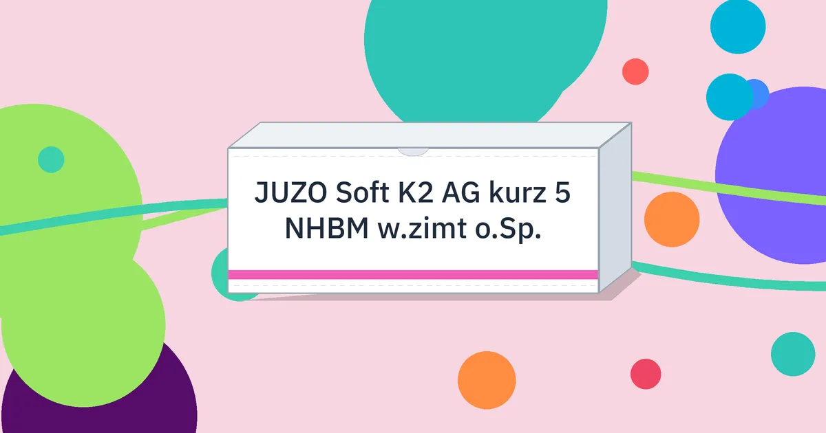 Symbolbild: Packung mit der Aufschrift JUZO Soft K2 AG kurz 5 NHBM w.zimt o.Sp. (PZN 14998479) – Verfügbarkeit und Bezug in Apotheken in Frankfurt am Main