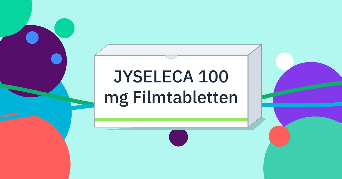 Symbolbild: Packung mit der Aufschrift JYSELECA 100 mg Filmtabletten (PZN 19547818) – Verfügbarkeit und Bezug in Apotheken in Frankfurt am Main