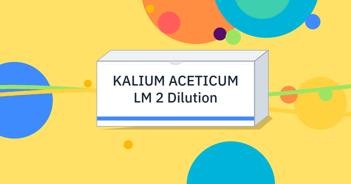 Symbolbild: Packung mit der Aufschrift KALIUM ACETICUM LM 2 Dilution (PZN 12916454) – Verfügbarkeit und Bezug in Apotheken in Frankfurt am Main