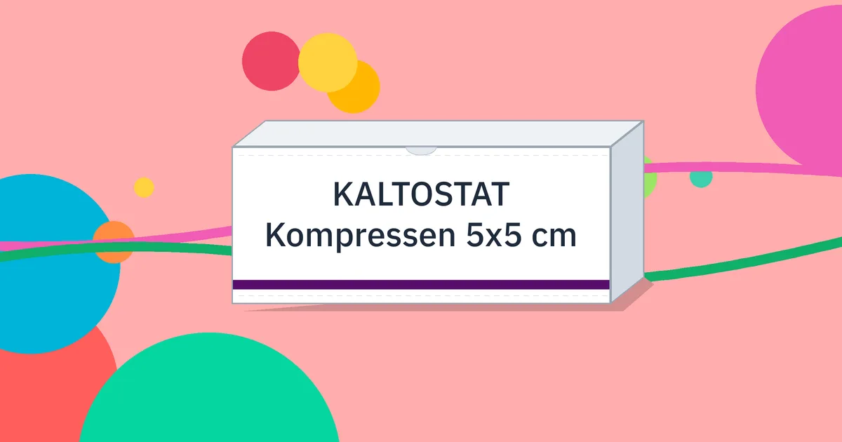 Symbolbild: Packung mit der Aufschrift KALTOSTAT Kompressen 5x5 cm (PZN 17849171) – Verfügbarkeit und Bezug in Apotheken in Frankfurt am Main