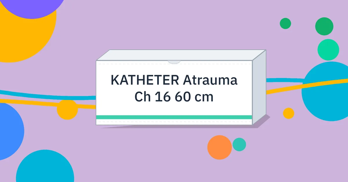 Symbolbild: Packung mit der Aufschrift KATHETER Atrauma Ch 16 60 cm (PZN 03656310) – Verfügbarkeit und Bezug in Apotheken in Frankfurt am Main