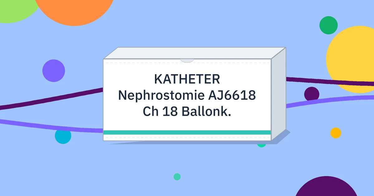 Symbolbild: Packung mit der Aufschrift KATHETER Nephrostomie AJ6618 Ch 18 Ballonk. (PZN 00155010) – Verfügbarkeit und Bezug in Apotheken in Frankfurt am Main