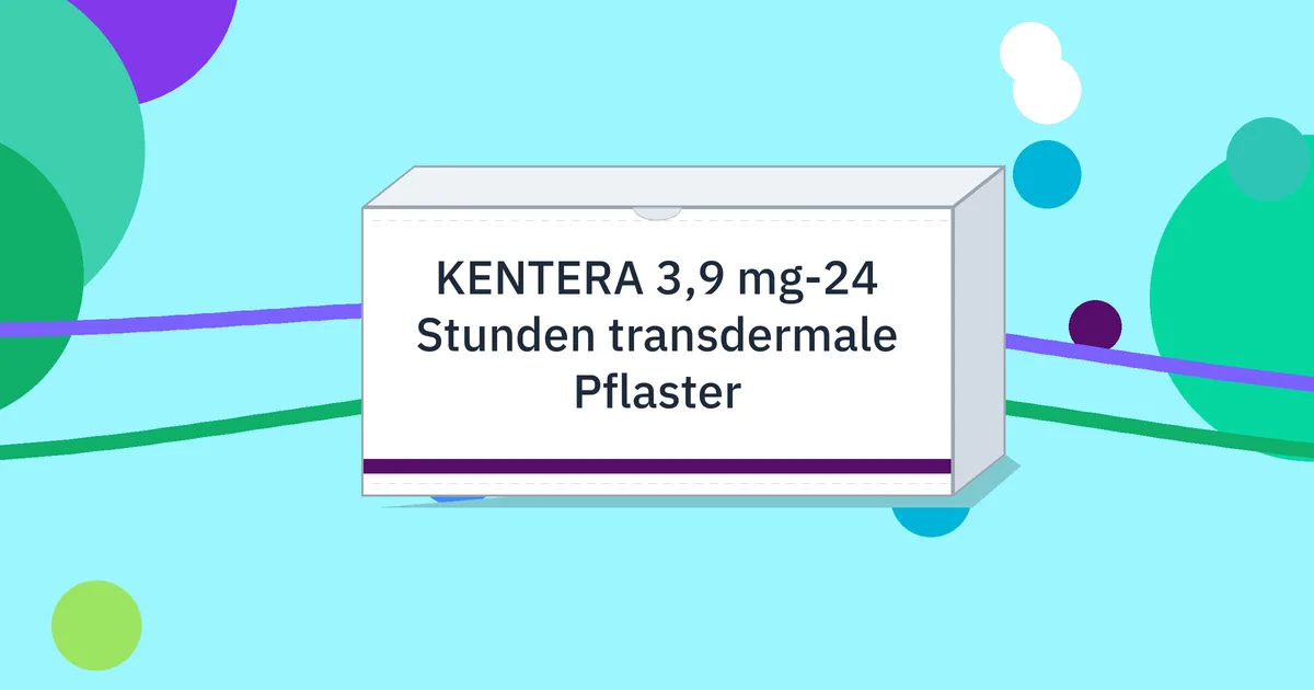 Symbolbild: Packung mit der Aufschrift KENTERA 3,9 mg-24 Stunden transdermale Pflaster (PZN 19689398) – Verfügbarkeit und Bezug in Apotheken in Frankfurt am Main