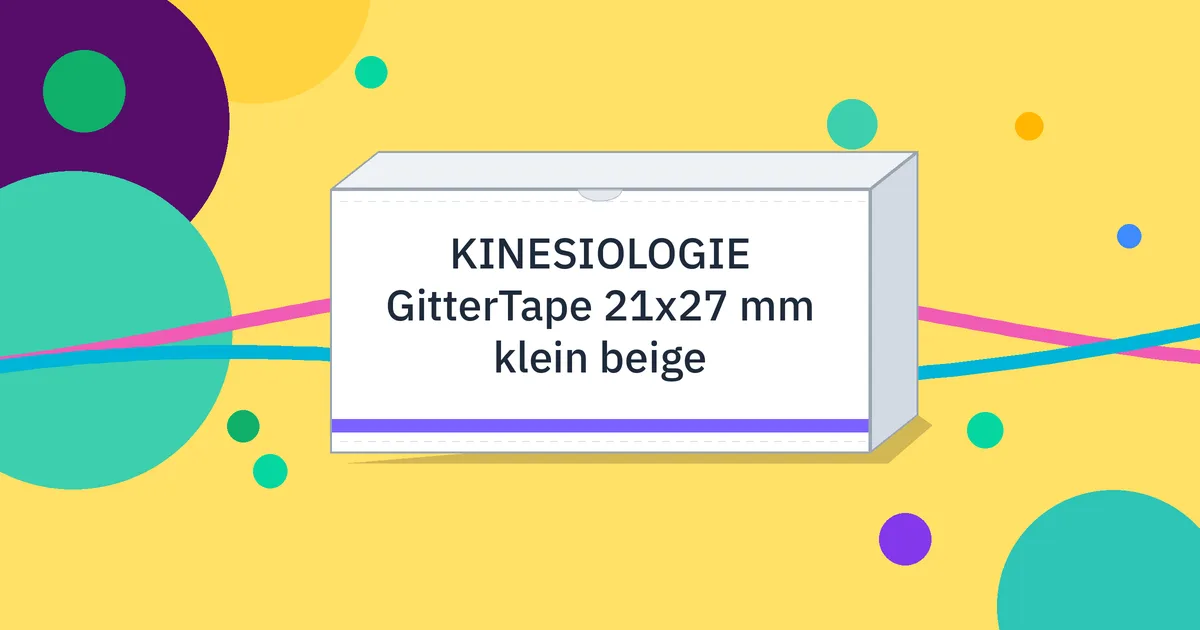 Symbolbild: Packung mit der Aufschrift KINESIOLOGIE GitterTape 21x27 mm klein beige (PZN 09629863) – Verfügbarkeit und Bezug in Apotheken in Frankfurt am Main