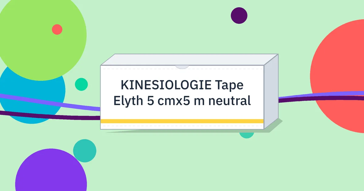 Symbolbild: Packung mit der Aufschrift KINESIOLOGIE Tape Elyth 5 cmx5 m neutral (PZN 10735777) – Verfügbarkeit und Bezug in Apotheken in Frankfurt am Main