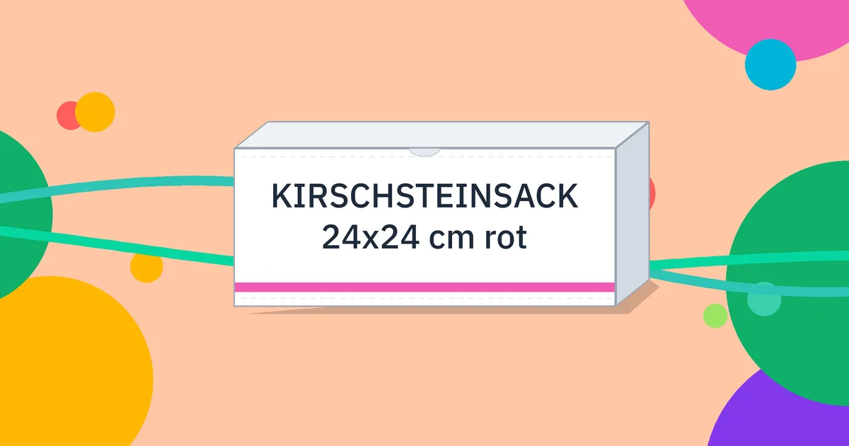 Symbolbild: Packung mit der Aufschrift KIRSCHSTEINSACK 24x24 cm rot (PZN 07468930) – Verfügbarkeit und Bezug in Apotheken in Frankfurt am Main