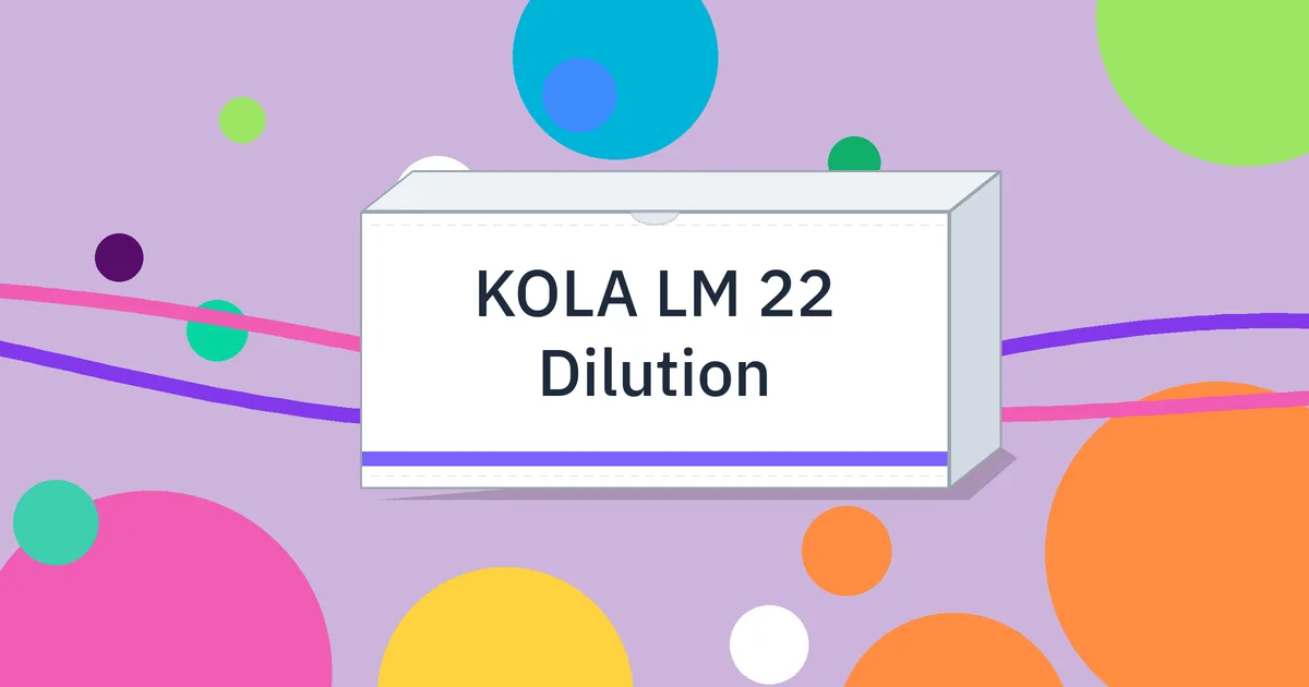 Symbolbild: Packung mit der Aufschrift KOLA LM 22 Dilution (PZN 13519548) – Verfügbarkeit und Bezug in Apotheken in Frankfurt am Main