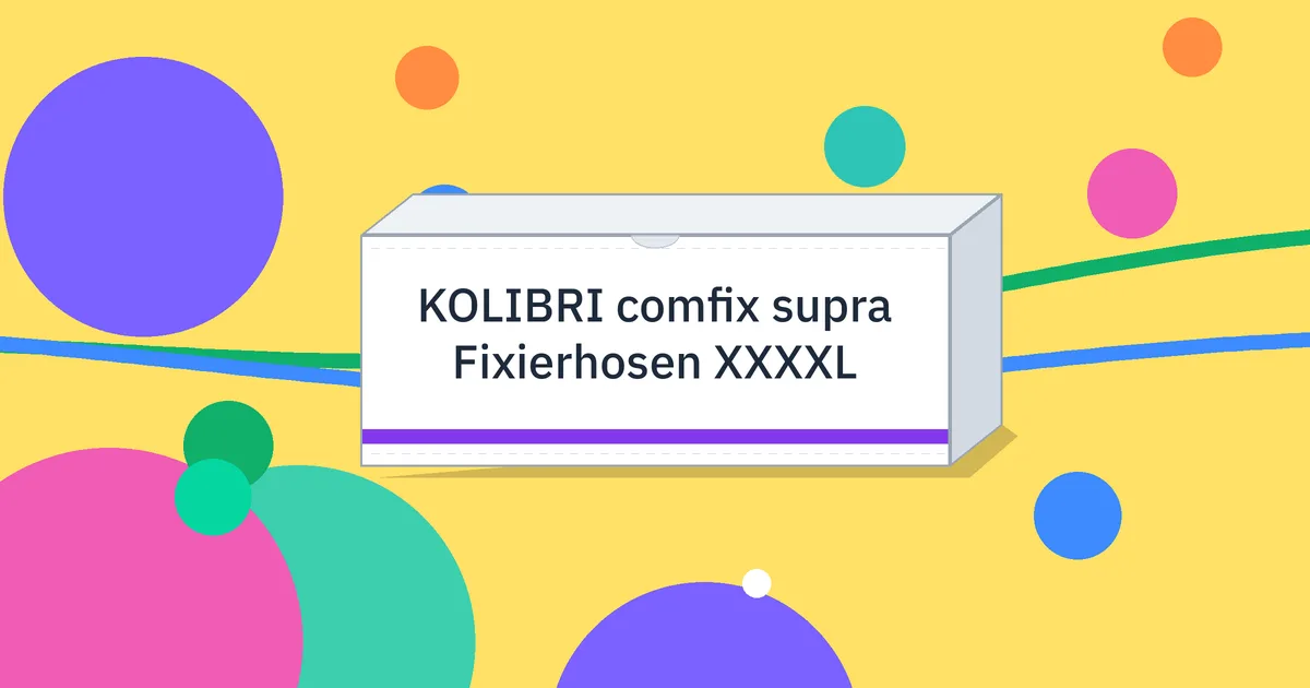 Symbolbild: Packung mit der Aufschrift KOLIBRI comfix supra Fixierhosen XXXXL (PZN 14421018) – Verfügbarkeit und Bezug in Apotheken in Frankfurt am Main