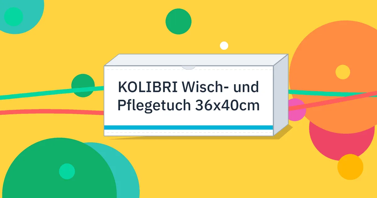 Symbolbild: Packung mit der Aufschrift KOLIBRI Wisch- und Pflegetuch 36x40cm (PZN 00008800) – Verfügbarkeit und Bezug in Apotheken in Frankfurt am Main