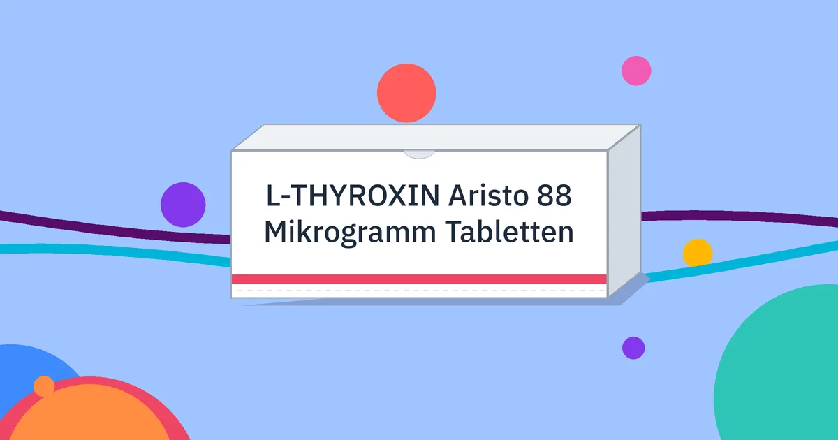 Symbolbild: Packung mit der Aufschrift L-THYROXIN Aristo 88 Mikrogramm Tabletten (PZN 19160657) – Verfügbarkeit und Bezug in Apotheken in Frankfurt am Main
