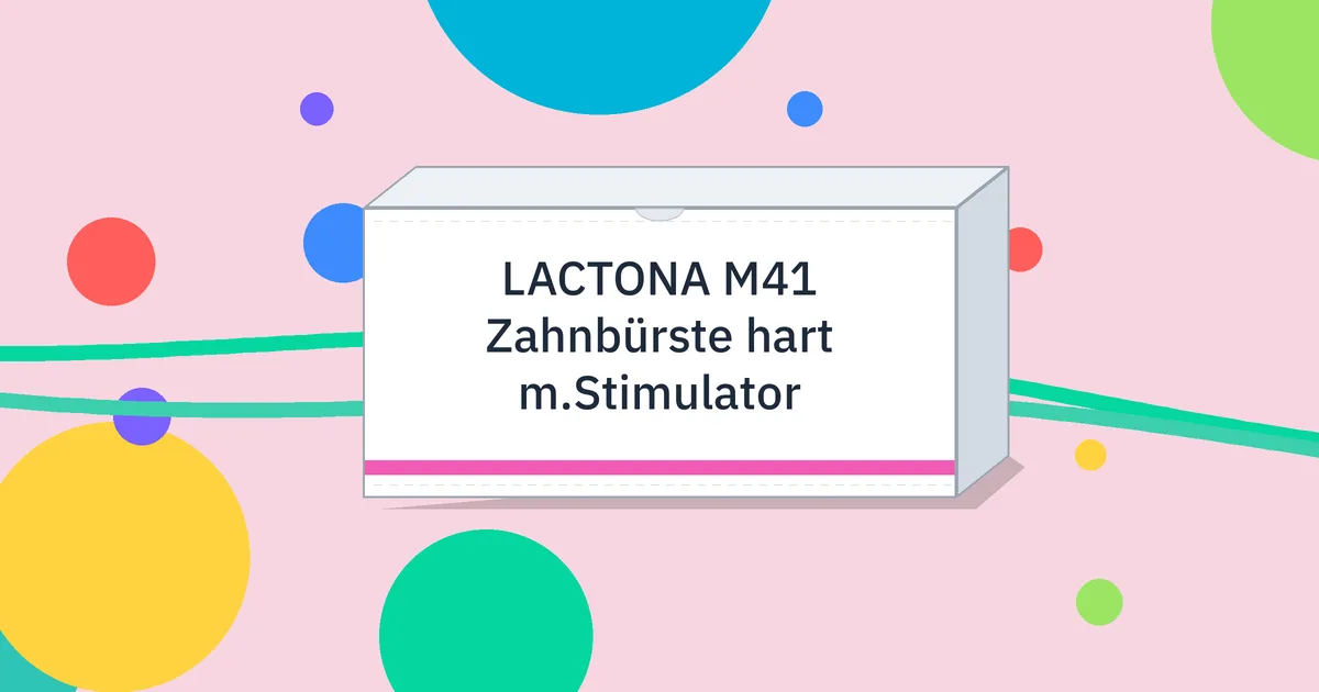 Symbolbild: Packung mit der Aufschrift LACTONA M41 Zahnbürste hart m.Stimulator (PZN 07234250) – Verfügbarkeit und Bezug in Apotheken in Frankfurt am Main