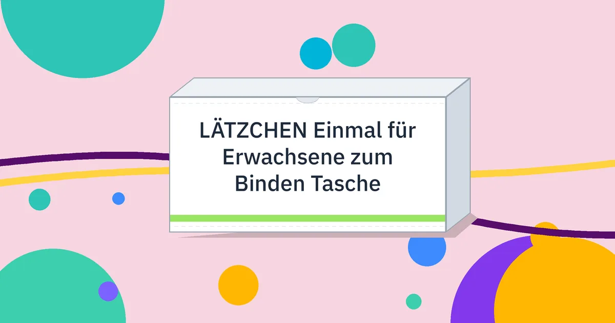 Symbolbild: Packung mit der Aufschrift LÄTZCHEN Einmal für Erwachsene zum Binden Tasche (PZN 09301720) – Verfügbarkeit und Bezug in Apotheken in Frankfurt am Main