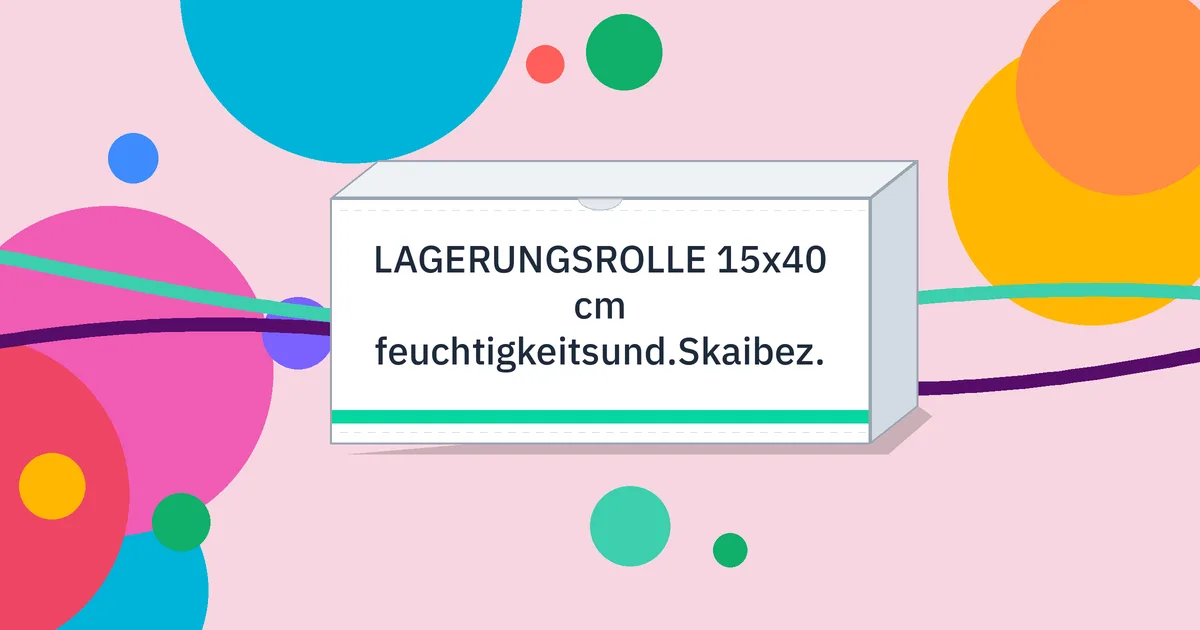 Symbolbild: Packung mit der Aufschrift LAGERUNGSROLLE 15x40 cm feuchtigkeitsund.Skaibez. (PZN 05957263) – Verfügbarkeit und Bezug in Apotheken in Frankfurt am Main