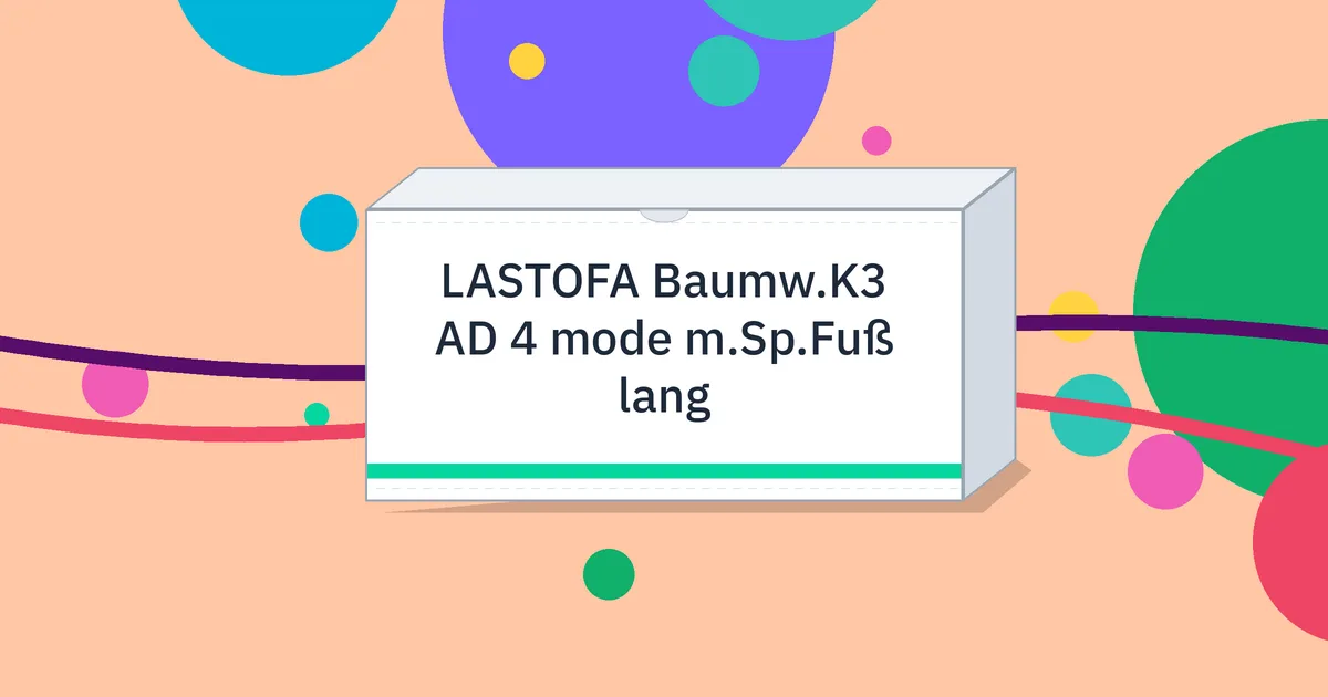 Symbolbild: Packung mit der Aufschrift LASTOFA Baumw.K3 AD 4 mode m.Sp.Fuß lang (PZN 01952323) – Verfügbarkeit und Bezug in Apotheken in Frankfurt am Main