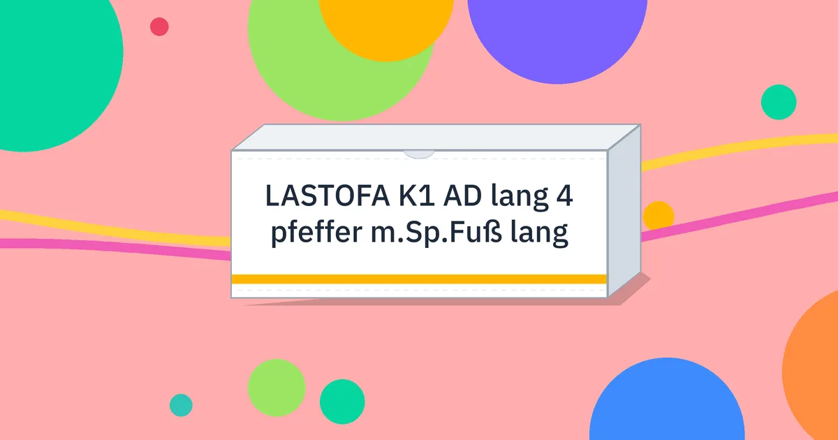 Symbolbild: Packung mit der Aufschrift LASTOFA K1 AD lang 4 pfeffer m.Sp.Fuß lang (PZN 13787562) – Verfügbarkeit und Bezug in Apotheken in Frankfurt am Main