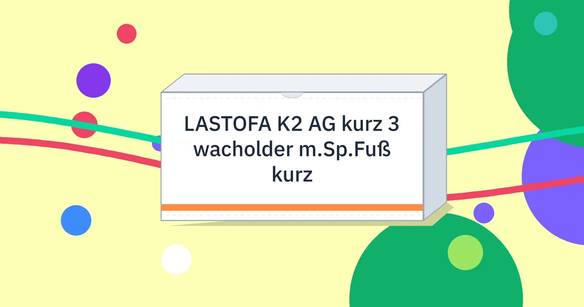 Symbolbild: Packung mit der Aufschrift LASTOFA K2 AG kurz 3 wacholder m.Sp.Fuß kurz (PZN 13804326) – Verfügbarkeit und Bezug in Apotheken in Frankfurt am Main