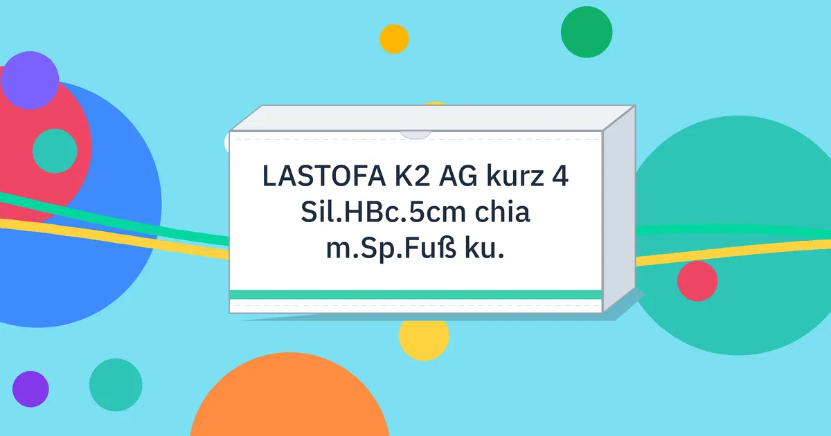 Symbolbild: Packung mit der Aufschrift LASTOFA K2 AG kurz 4 Sil.HBc.5cm chia m.Sp.Fuß ku. (PZN 13804993) – Verfügbarkeit und Bezug in Apotheken in Frankfurt am Main