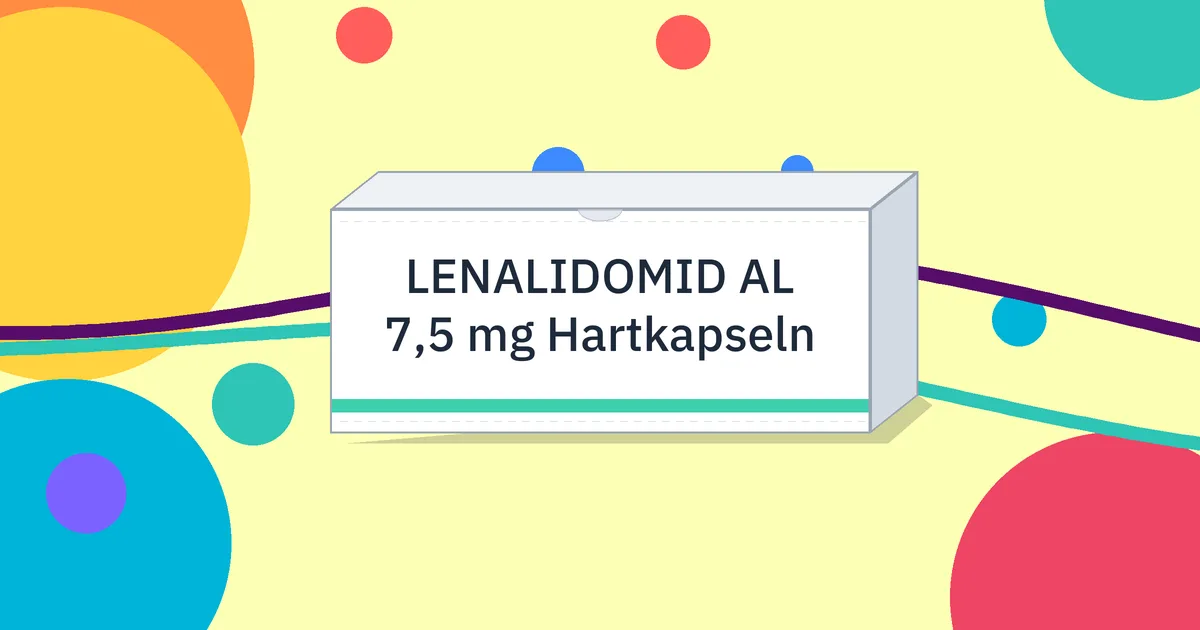 Symbolbild: Packung mit der Aufschrift LENALIDOMID AL 7,5 mg Hartkapseln (PZN 17281279) – Verfügbarkeit und Bezug in Apotheken in Frankfurt am Main