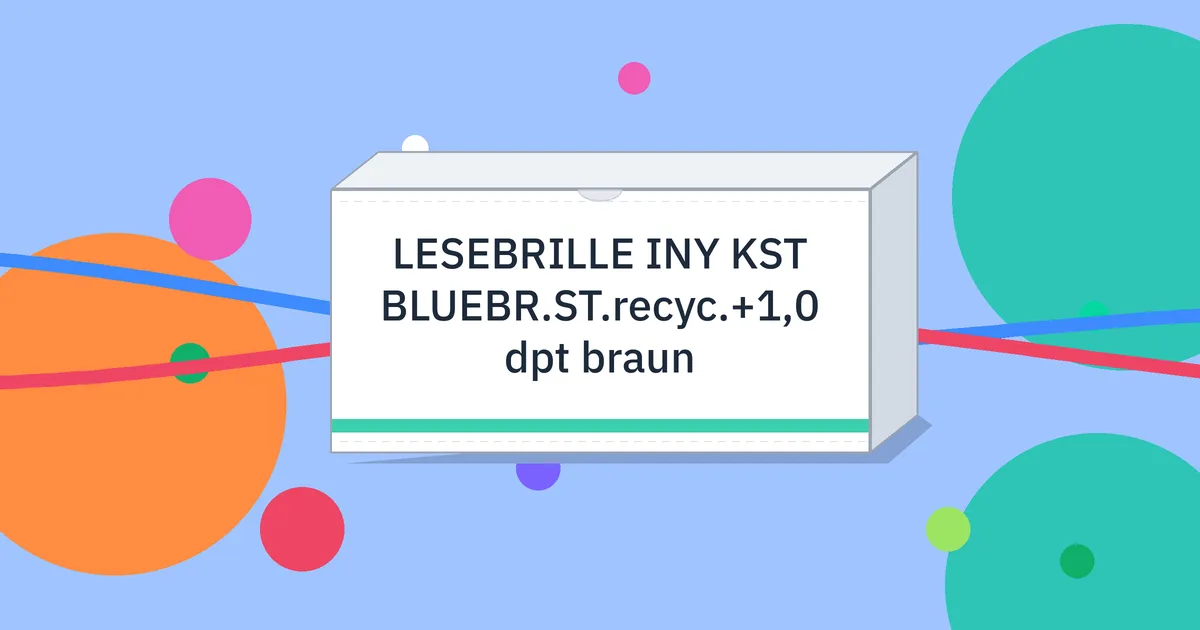 Symbolbild: Packung mit der Aufschrift LESEBRILLE INY KST BLUEBR.ST.recyc.+1,0 dpt braun (PZN 19928035) – Verfügbarkeit und Bezug in Apotheken in Frankfurt am Main