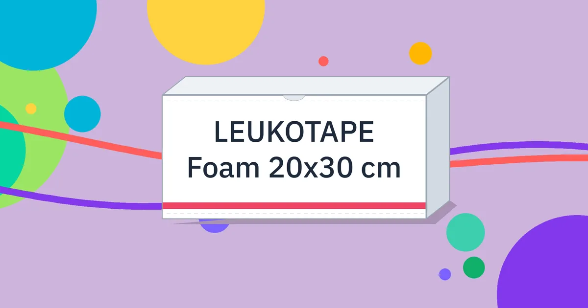 Symbolbild: Packung mit der Aufschrift LEUKOTAPE Foam 20x30 cm (PZN 00567847) – Verfügbarkeit und Bezug in Apotheken in Frankfurt am Main
