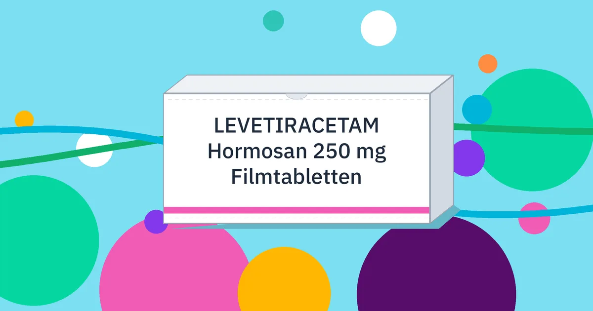 Symbolbild: Packung mit der Aufschrift LEVETIRACETAM Hormosan 250 mg Filmtabletten (PZN 09234099) – Verfügbarkeit und Bezug in Apotheken in Frankfurt am Main