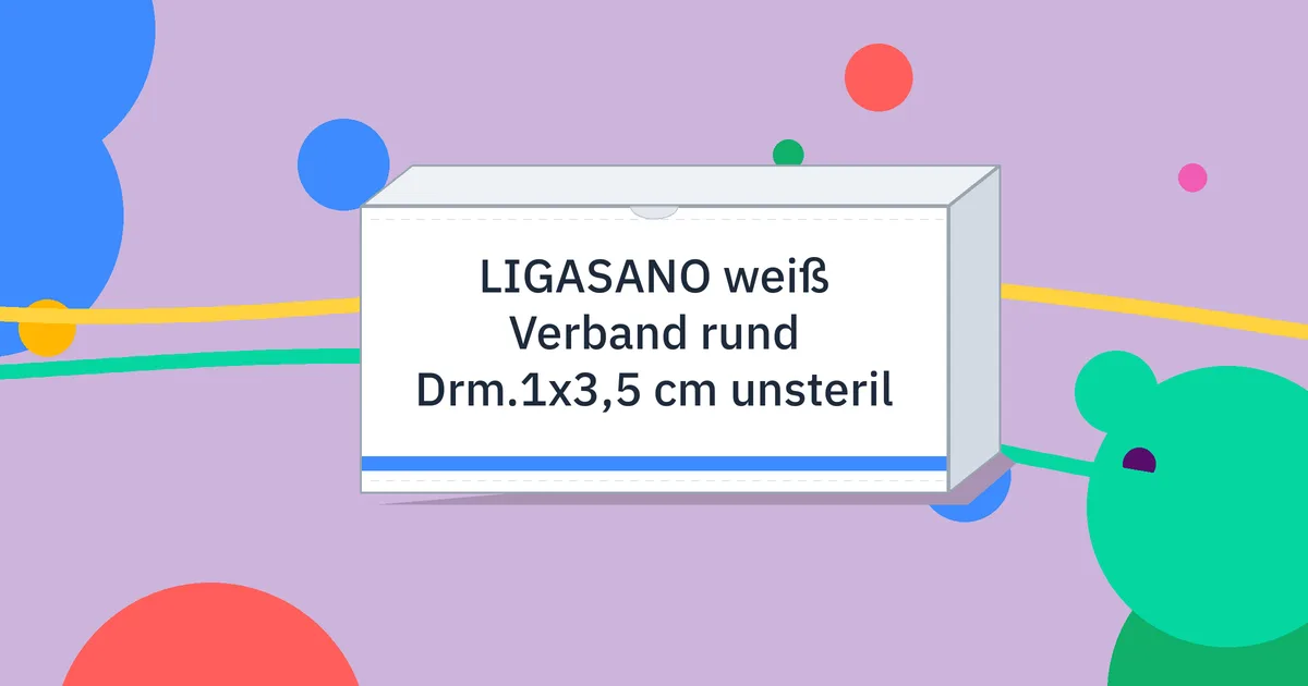 Symbolbild: Packung mit der Aufschrift LIGASANO weiß Verband rund Drm.1x3,5 cm unsteril (PZN 20172105) – Verfügbarkeit und Bezug in Apotheken in Frankfurt am Main