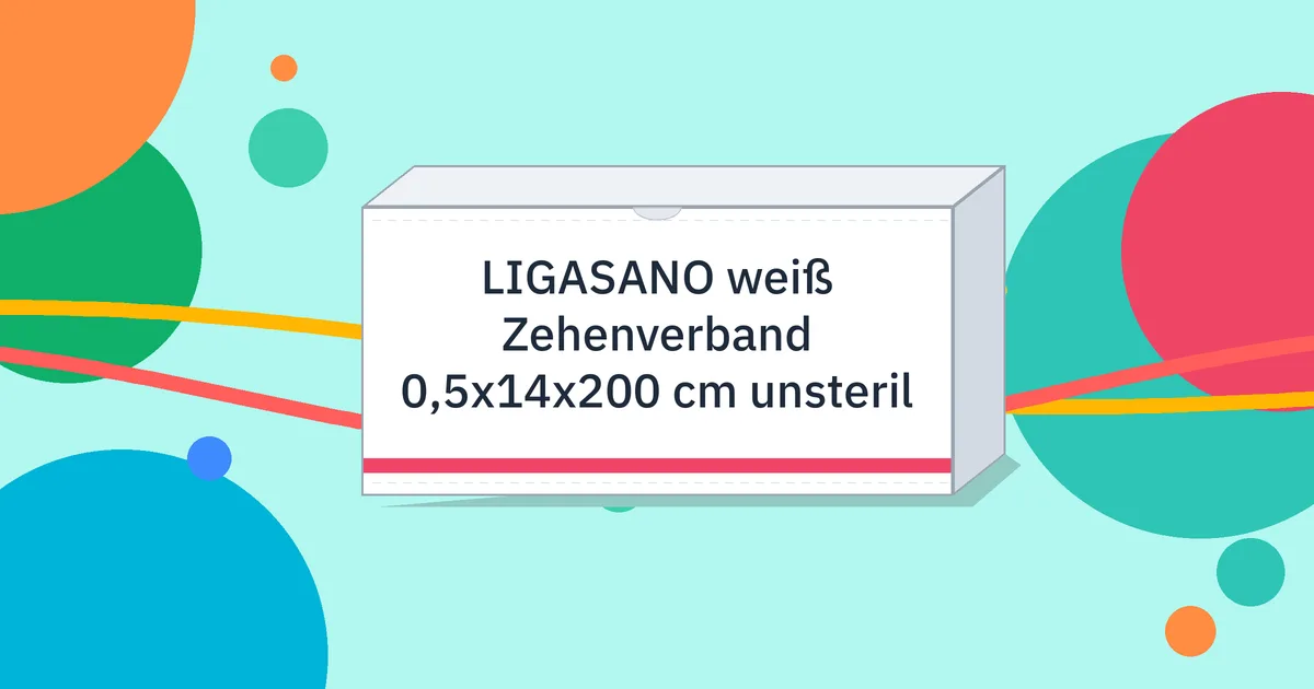 Symbolbild: Packung mit der Aufschrift LIGASANO weiß Zehenverband 0,5x14x200 cm unsteril (PZN 17251189) – Verfügbarkeit und Bezug in Apotheken in Frankfurt am Main