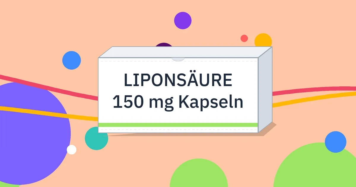 Symbolbild: Packung mit der Aufschrift LIPONSÄURE 150 mg Kapseln (PZN 10111611) – Verfügbarkeit und Bezug in Apotheken in Frankfurt am Main