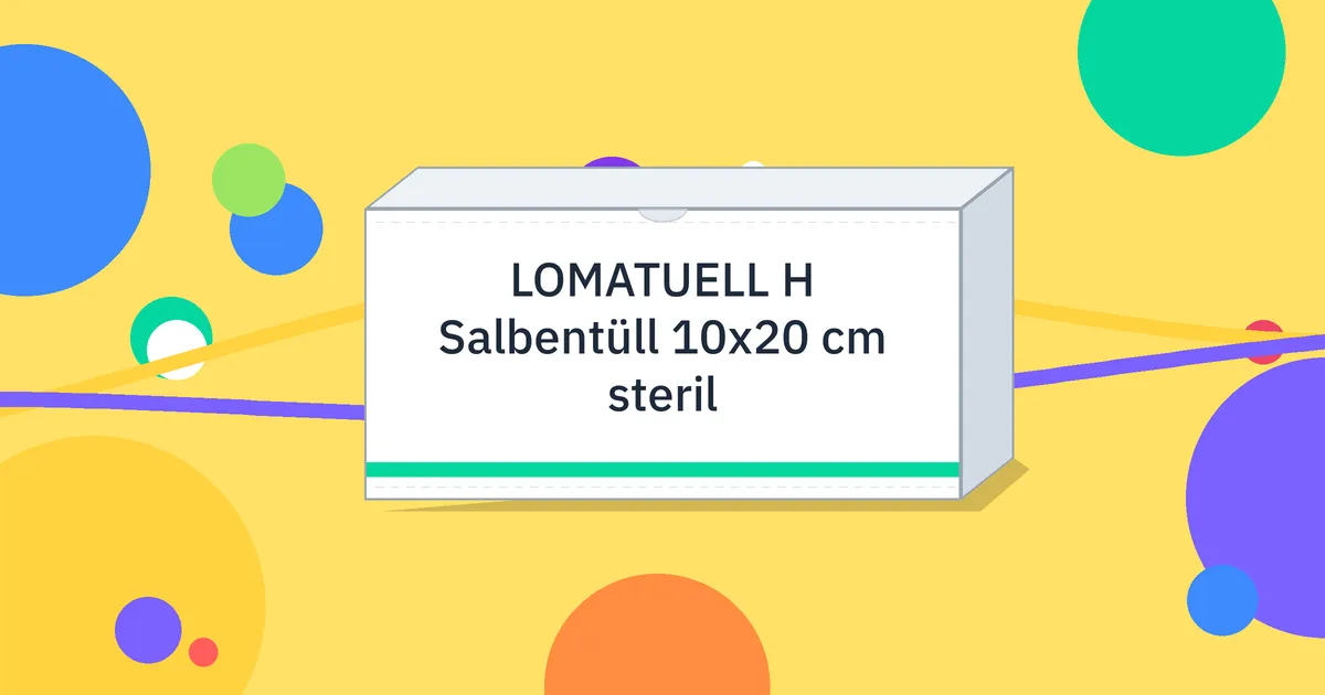 Symbolbild: Packung mit der Aufschrift LOMATUELL H Salbentüll 10x20 cm steril (PZN 03275619) – Verfügbarkeit und Bezug in Apotheken in Frankfurt am Main