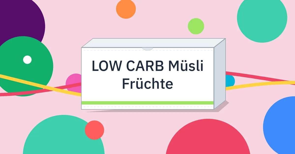 Symbolbild: Packung mit der Aufschrift LOW CARB Müsli Früchte (PZN 10917188) – Verfügbarkeit und Bezug in Apotheken in Frankfurt am Main