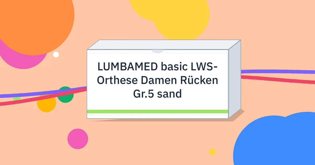 Symbolbild: Packung mit der Aufschrift LUMBAMED basic LWS-Orthese Damen Rücken Gr.5 sand (PZN 18827935) – Verfügbarkeit und Bezug in Apotheken in Frankfurt am Main