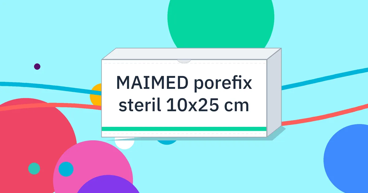 Symbolbild: Packung mit der Aufschrift MAIMED porefix steril 10x25 cm (PZN 07795698) – Verfügbarkeit und Bezug in Apotheken in Frankfurt am Main