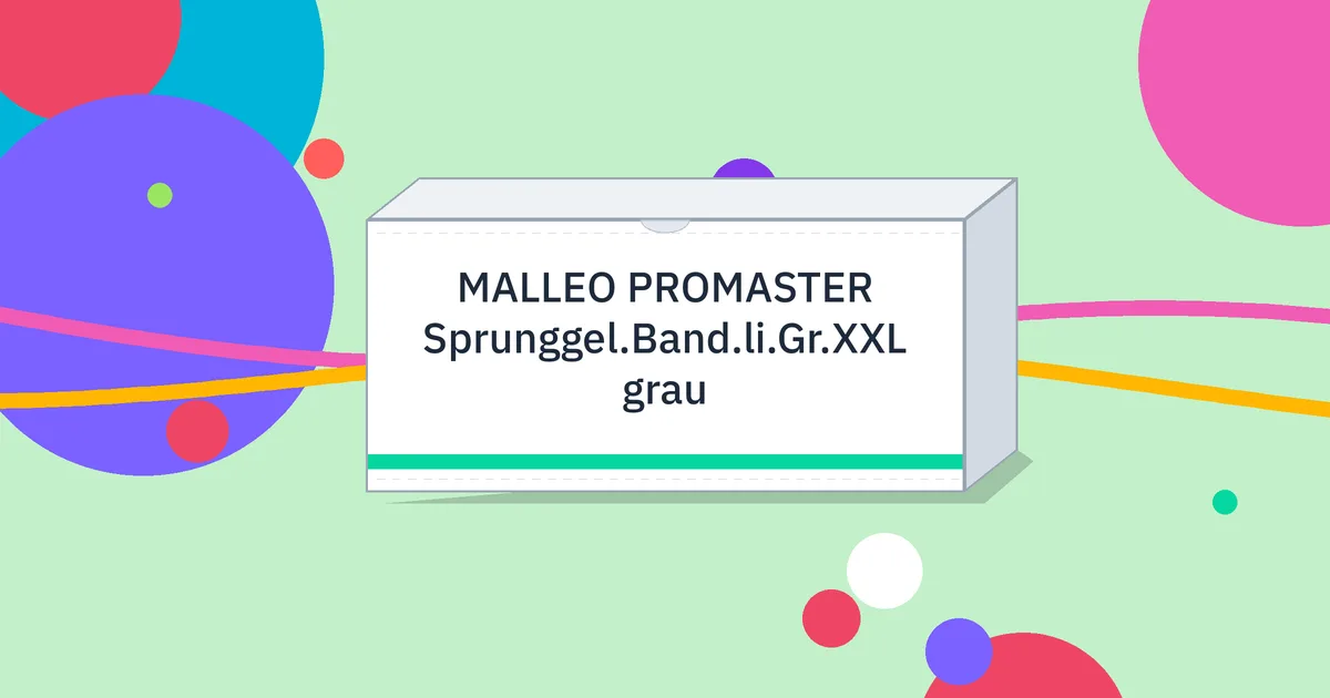 Symbolbild: Packung mit der Aufschrift MALLEO PROMASTER Sprunggel.Band.li.Gr.XXL grau (PZN 10927198) – Verfügbarkeit und Bezug in Apotheken in Frankfurt am Main
