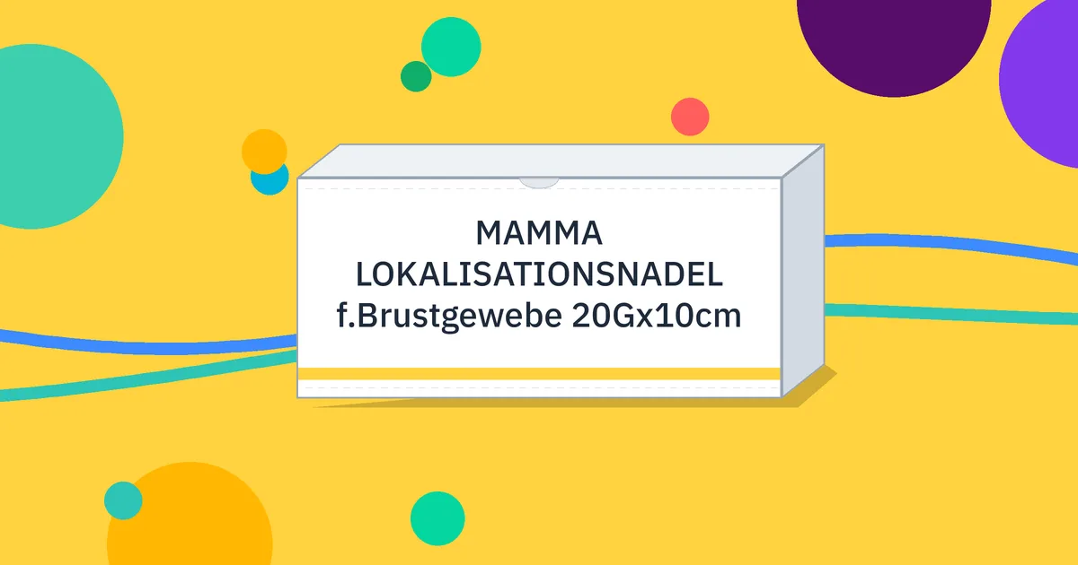 Symbolbild: Packung mit der Aufschrift MAMMA LOKALISATIONSNADEL f.Brustgewebe 20Gx10cm (PZN 00286232) – Verfügbarkeit und Bezug in Apotheken in Frankfurt am Main