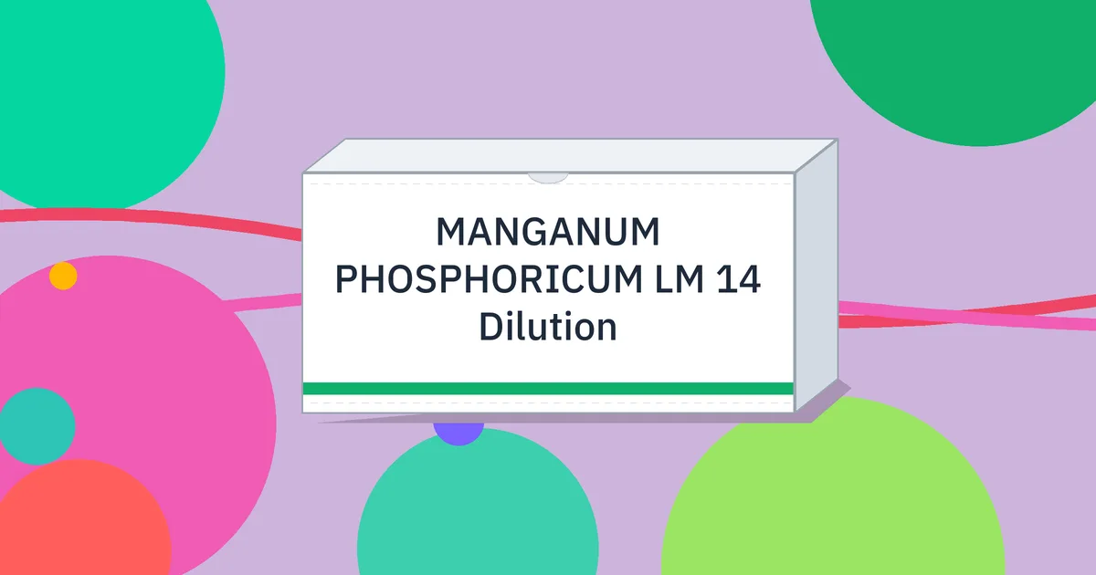 Symbolbild: Packung mit der Aufschrift MANGANUM PHOSPHORICUM LM 14 Dilution (PZN 12945585) – Verfügbarkeit und Bezug in Apotheken in Frankfurt am Main