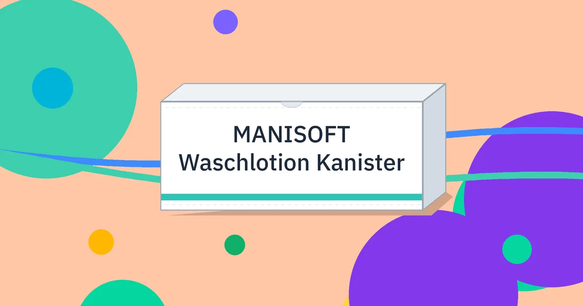 Symbolbild: Packung mit der Aufschrift MANISOFT Waschlotion Kanister (PZN 06952724) – Verfügbarkeit und Bezug in Apotheken in Frankfurt am Main