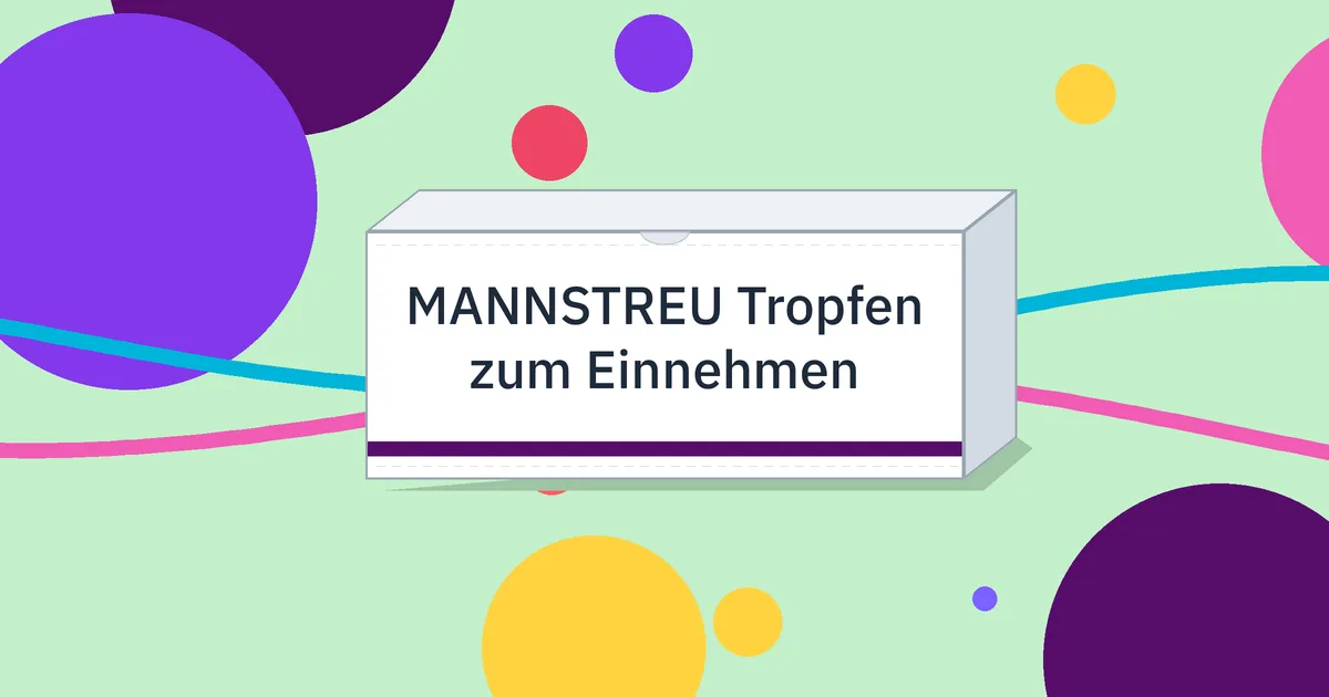 Symbolbild: Packung mit der Aufschrift MANNSTREU Tropfen zum Einnehmen (PZN 11601984) – Verfügbarkeit und Bezug in Apotheken in Frankfurt am Main
