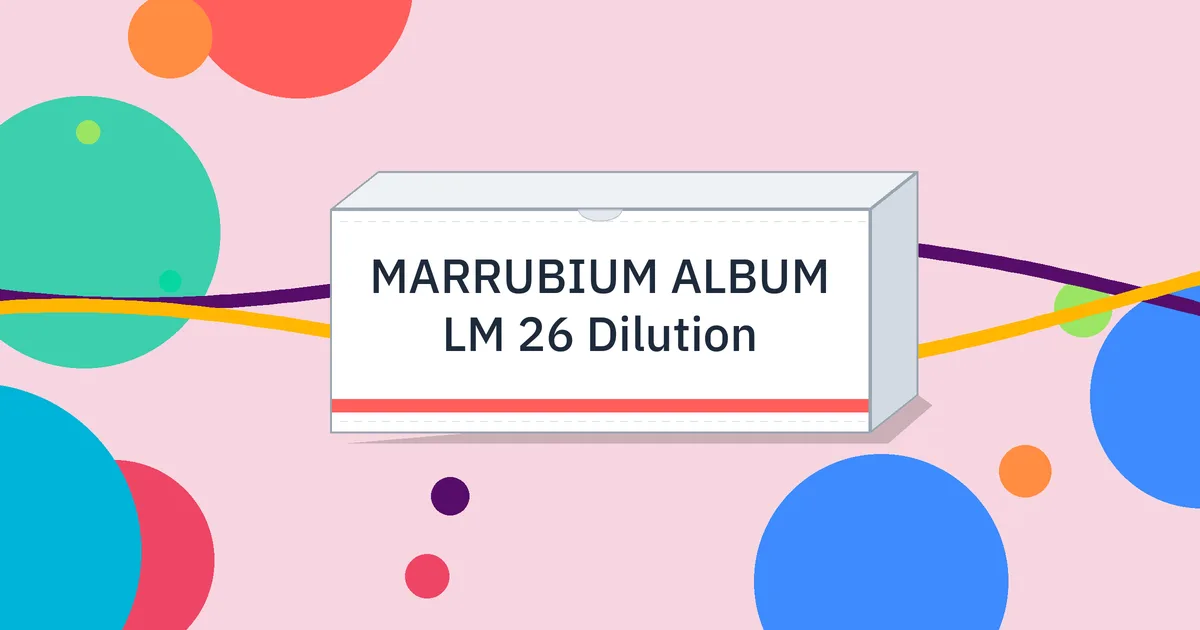 Symbolbild: Packung mit der Aufschrift MARRUBIUM ALBUM LM 26 Dilution (PZN 13602077) – Verfügbarkeit und Bezug in Apotheken in Frankfurt am Main