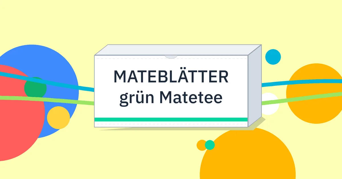 Symbolbild: Packung mit der Aufschrift MATEBLÄTTER grün Matetee (PZN 08465365) – Verfügbarkeit und Bezug in Apotheken in Frankfurt am Main
