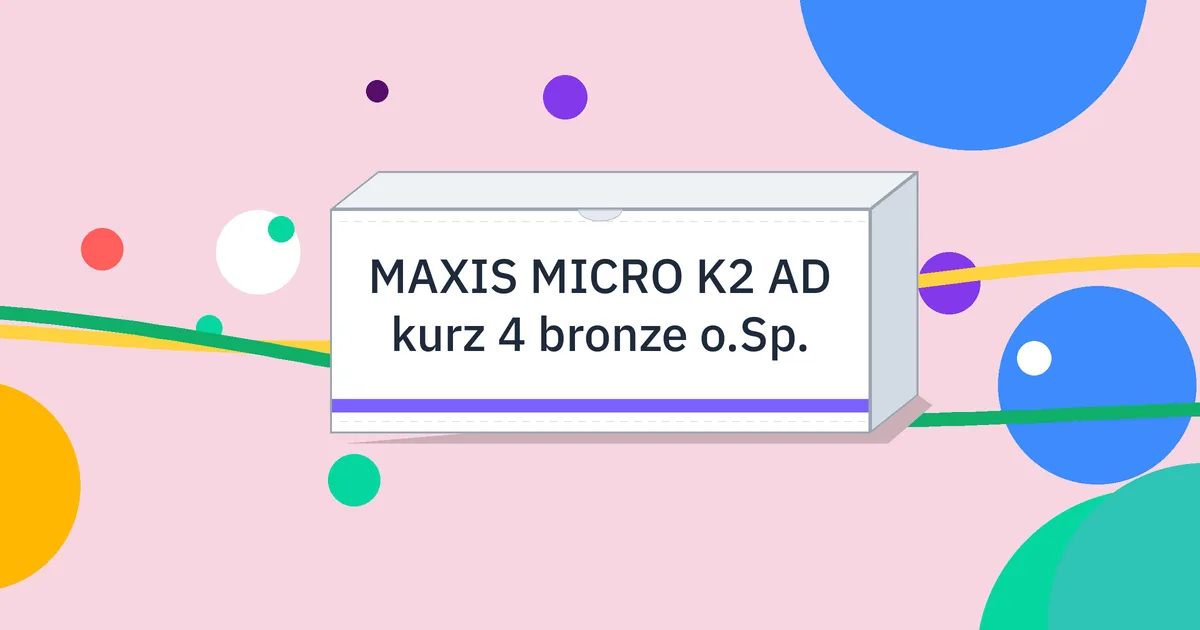 Symbolbild: Packung mit der Aufschrift MAXIS MICRO K2 AD kurz 4 bronze o.Sp. (PZN 17673559) – Verfügbarkeit und Bezug in Apotheken in Frankfurt am Main