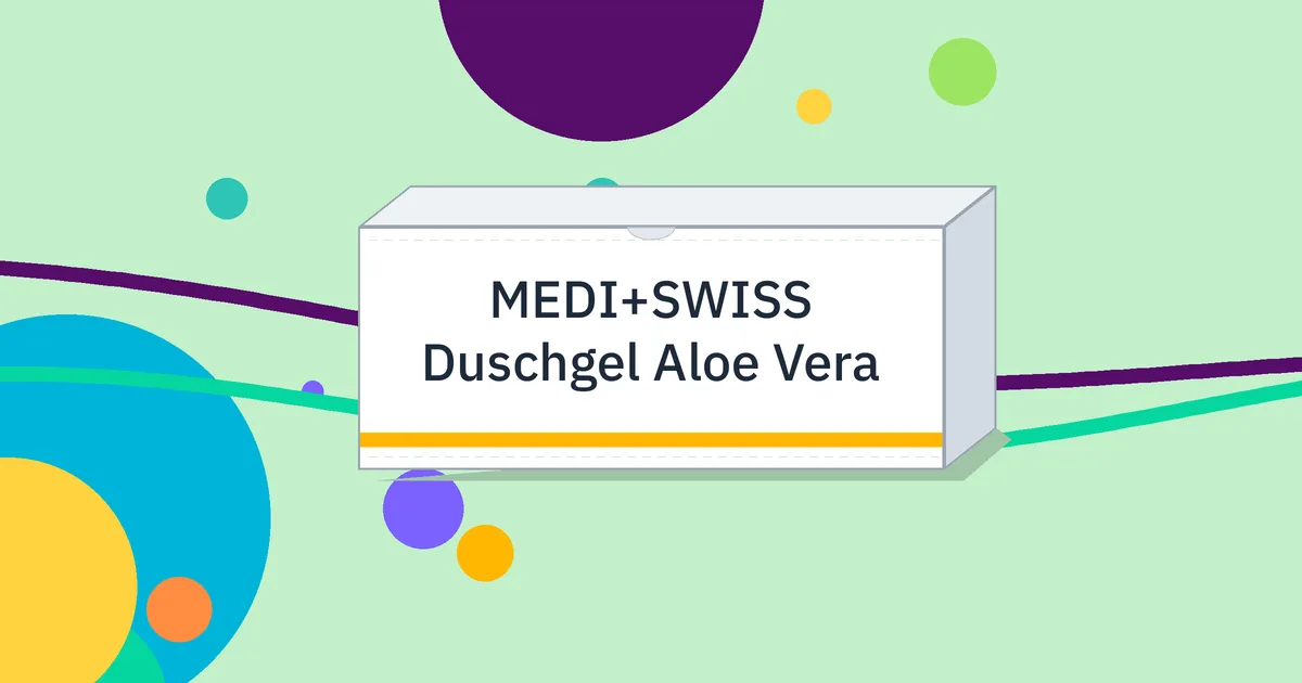 Symbolbild: Packung mit der Aufschrift MEDI+SWISS Duschgel Aloe Vera (PZN 20649441) – Verfügbarkeit und Bezug in Apotheken in Frankfurt am Main