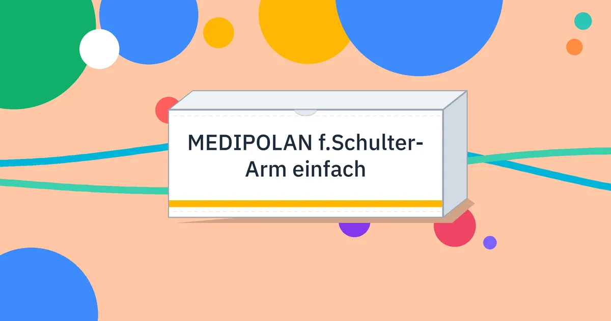 Symbolbild: Packung mit der Aufschrift MEDIPOLAN f.Schulter-Arm einfach (PZN 03013405) – Verfügbarkeit und Bezug in Apotheken in Frankfurt am Main