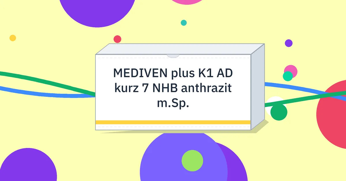 Symbolbild: Packung mit der Aufschrift MEDIVEN plus K1 AD kurz 7 NHB anthrazit m.Sp. (PZN 15897504) – Verfügbarkeit und Bezug in Apotheken in Frankfurt am Main